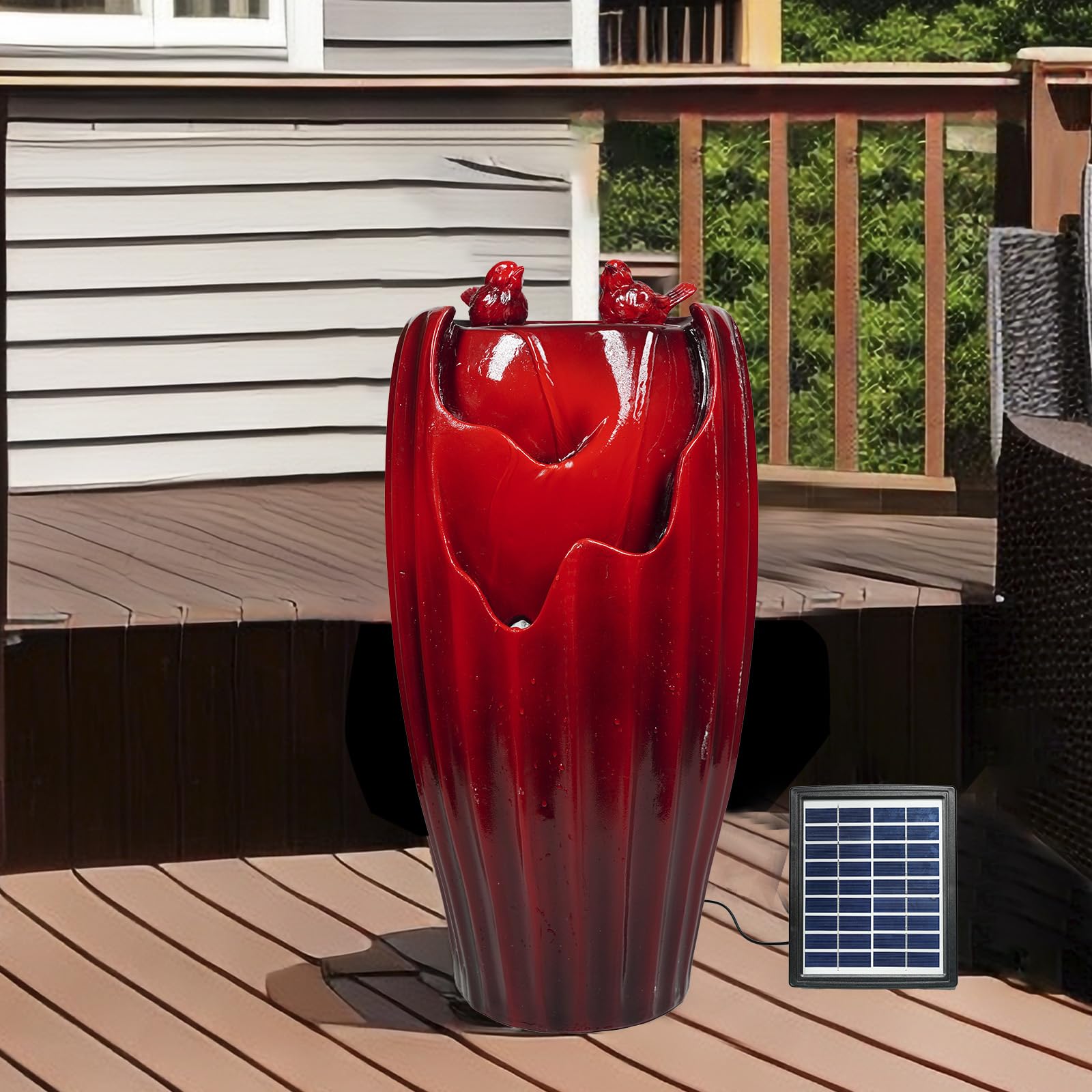 Amazon.com: ZMG Solar Powered Water Fountain with LED Lights, 20" H ...