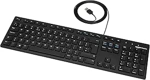 Amazon Basics Full size Wired Keyboard Compatible with Laptop PC Tablet ...