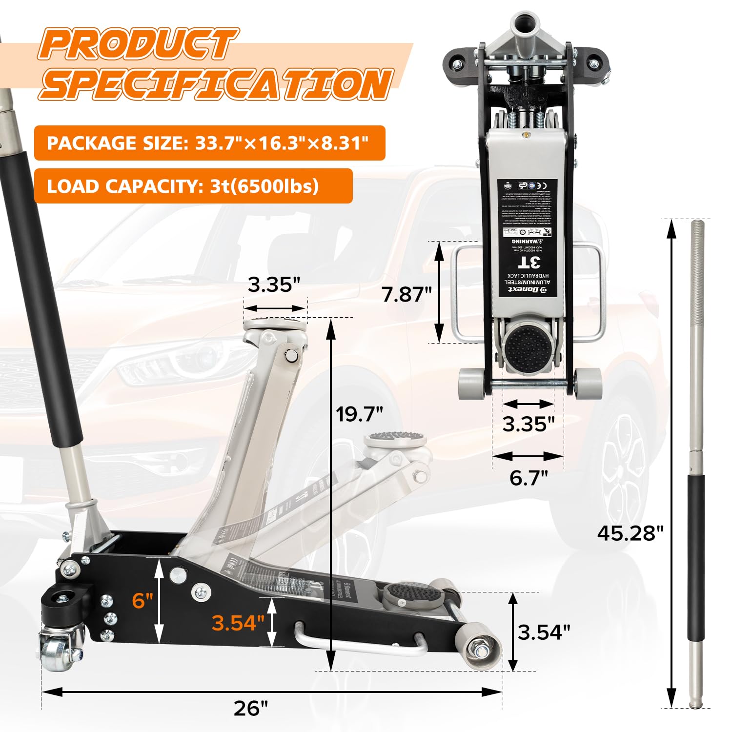 Snapklik.com : Donext 3 Ton Low Profile Racing Floor Jack - Aluminum ...