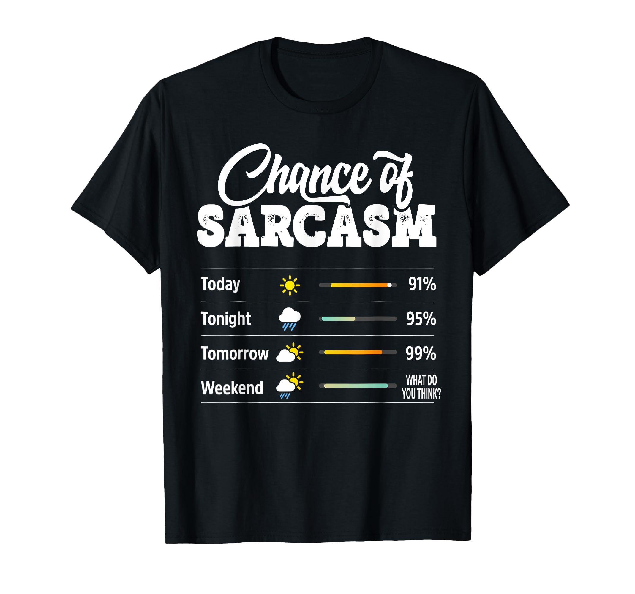 Amazon.com: Funny Chance of Sarcasm Humor Fun Sarcastic Mens Women T ...