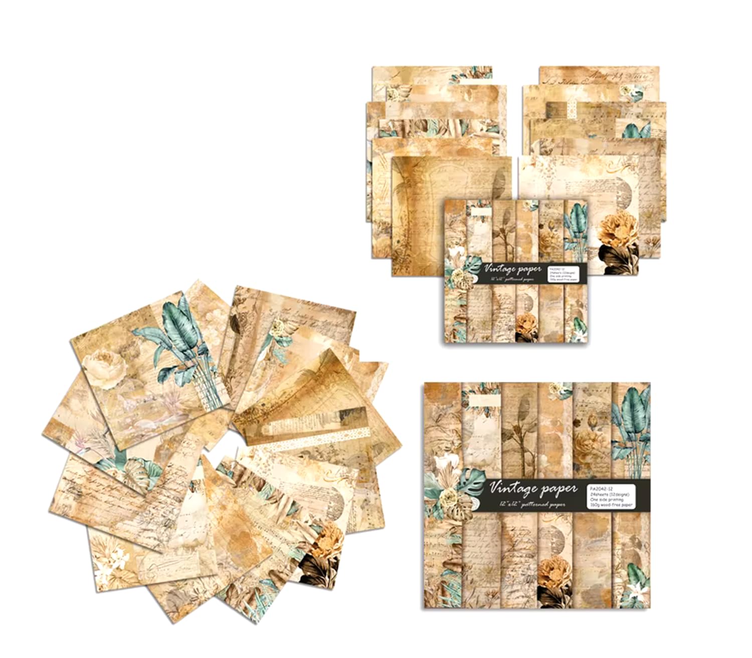 Syntego 24 Sheets, 12 Designs Vintage Paper Design Decorative Acid Free ...