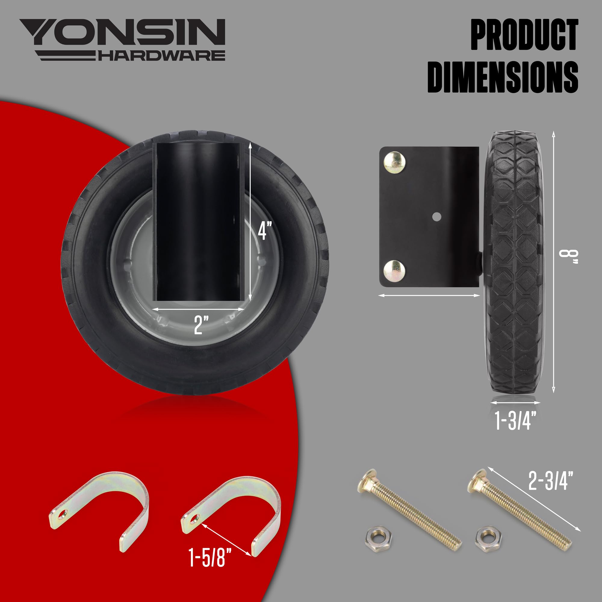 Snapklik.com : YONSIN 8" Heavy Duty Gate Wheel Caster For Metal Tube ...