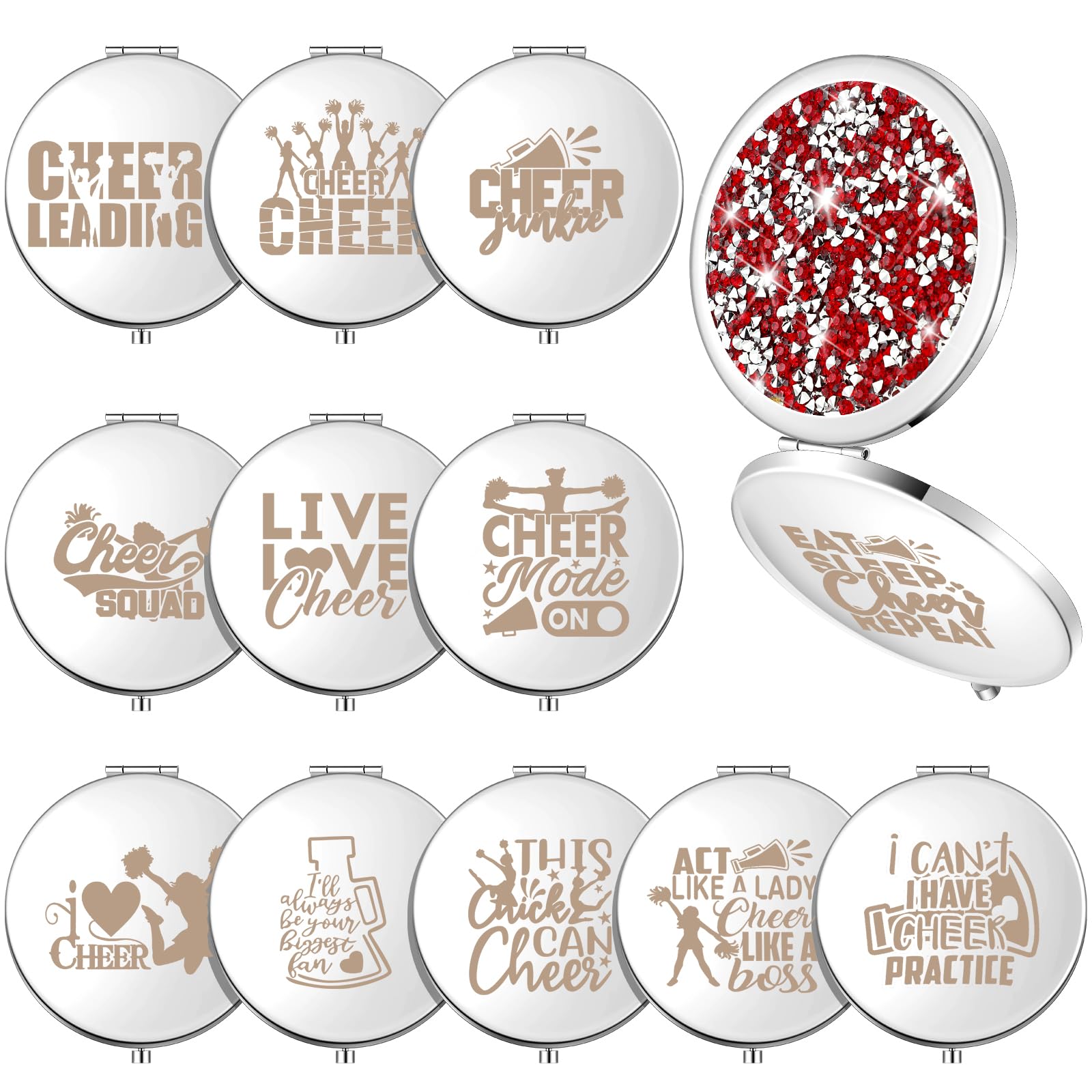 Amazon.com: Sintuff 12 Pcs Cheer Gifts for Cheerleaders Compact Mirror ...