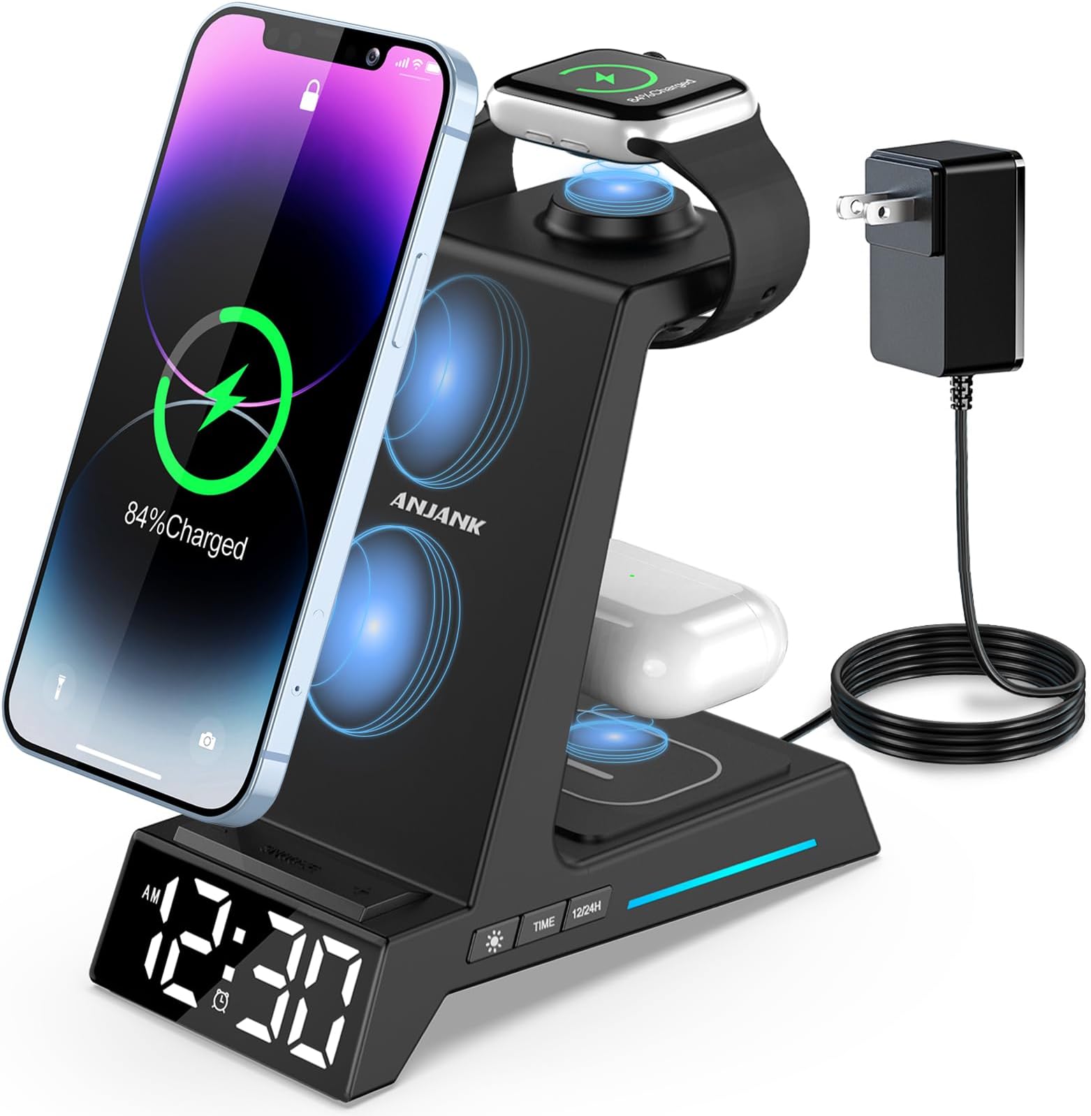 Amazon.com: Wireless Charging Station - 4 in 1 Wireless Charger with ...