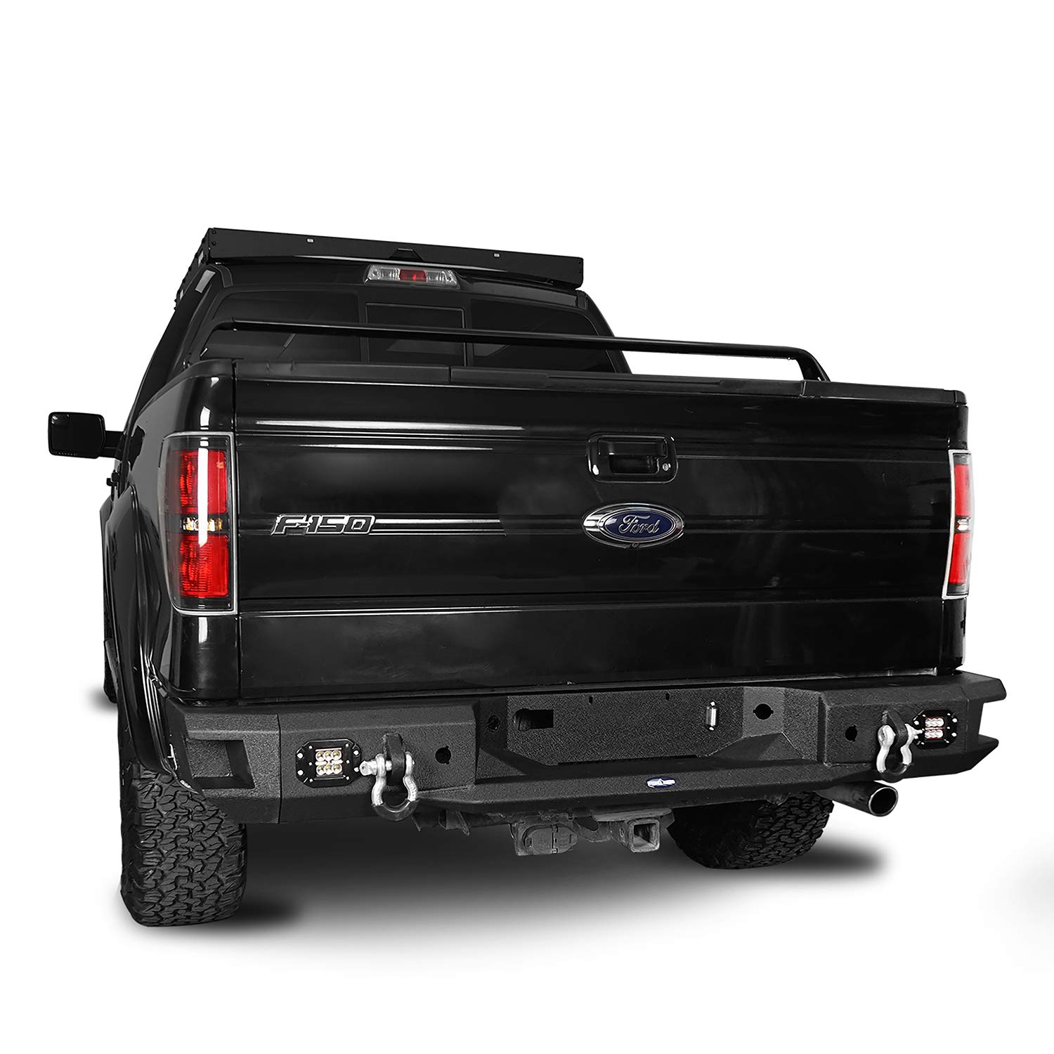 Hooke Road F150 Rear Back Bumper Aftermarket Black Step Bumper ...