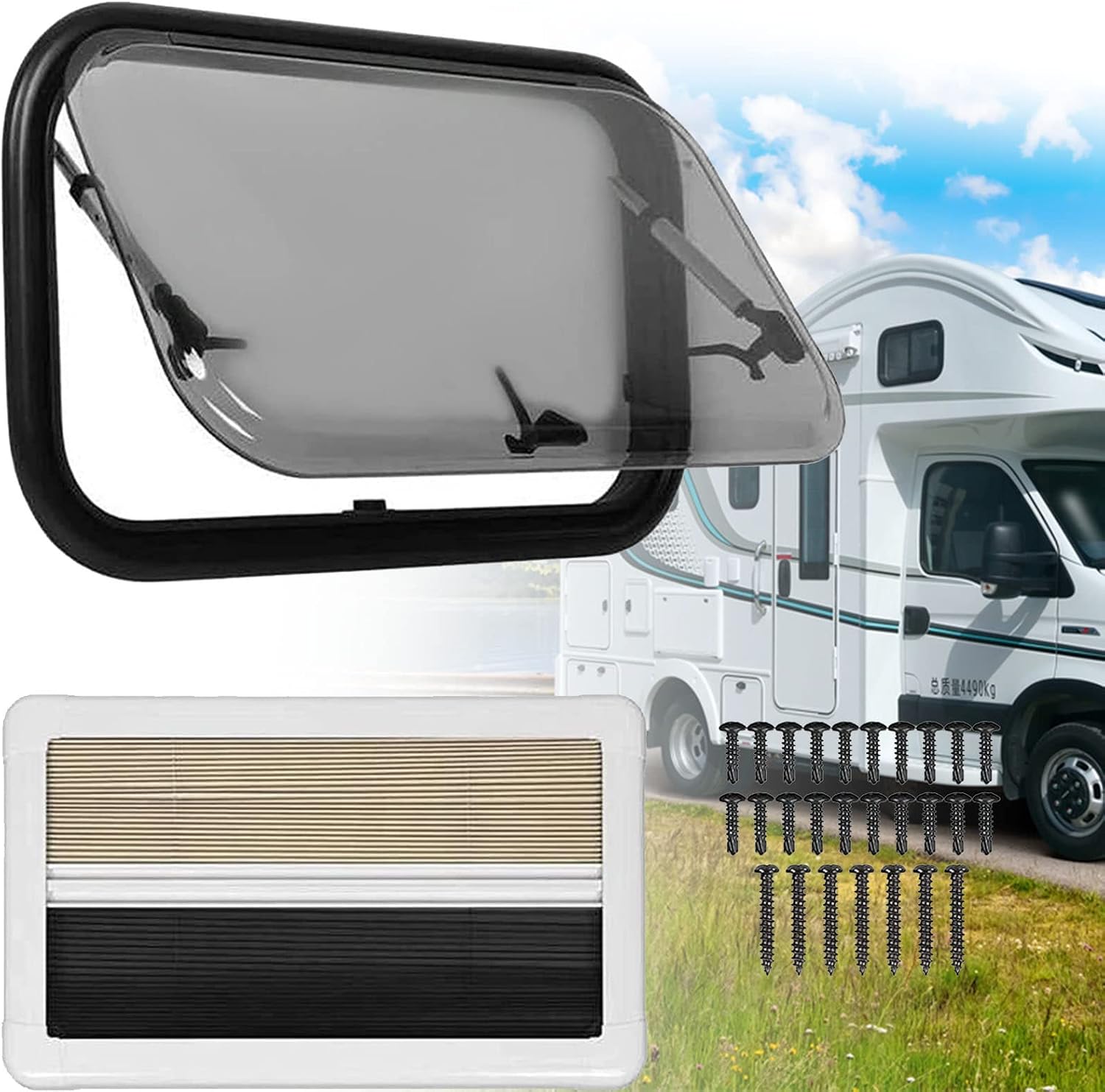 CGLYYDS RV Exit Window,700 x 400mm Horizontal Trailer Window Round ...