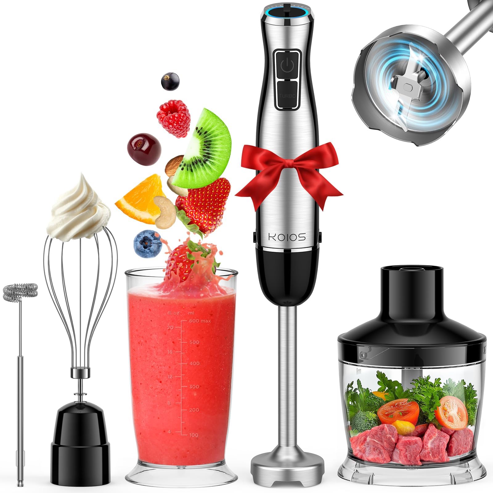 Amazon.com: Electric Immersion Blender Handheld 1200W, 5-in-1 Hand ...