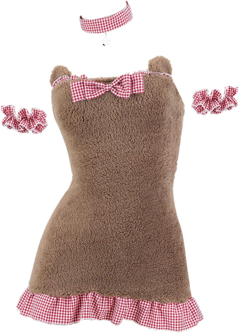 Amazon.com: Jilneed Kawaii Fuzzy Lingerie Dress Women Sexy Pajama ...