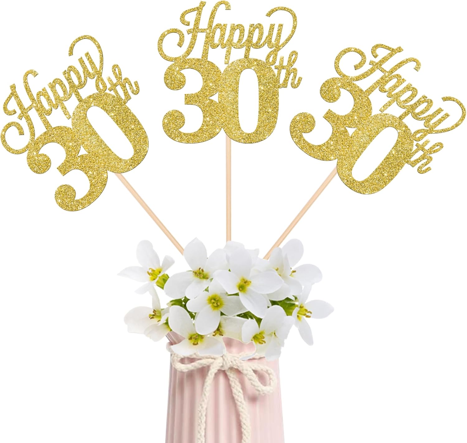 Amazon.com: 12 Pack Happy 30th Centerpiece Sticks Glitter Number 30 ...