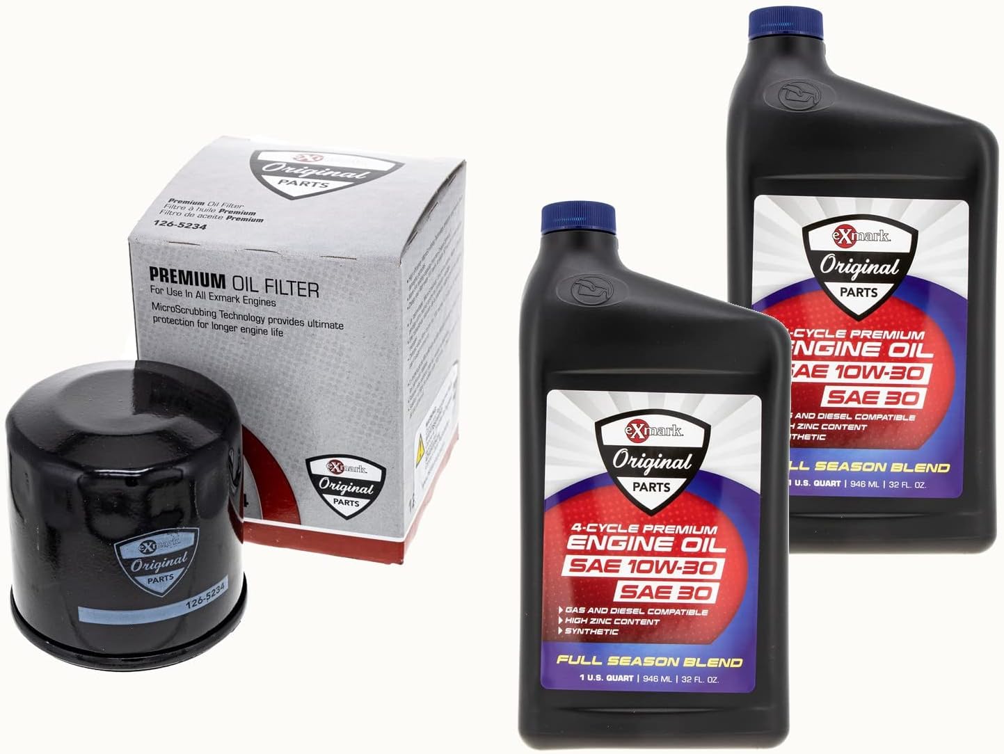 Amazon.com: Genuine Exmark 135-2566 2 Quarts Oil & 126-5234 Oil Filter ...