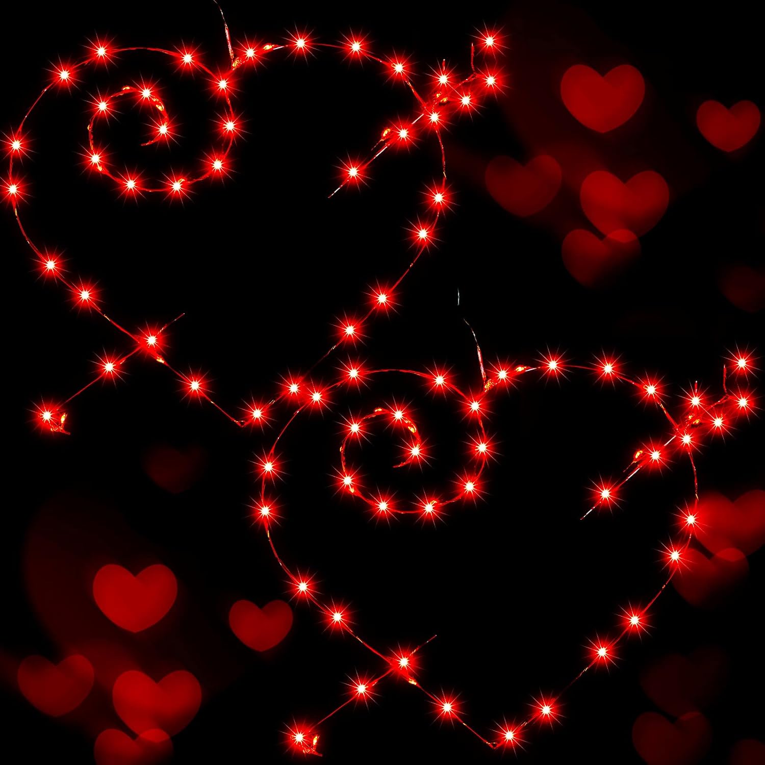 Amazon.com: 2 Pcs 50 LED Light Valentine's Day Decoration Lights 20 ...