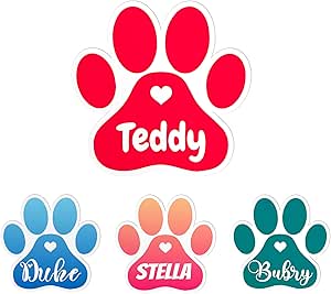 Amazon.com: Personalized Dog and Cat Name Stickers Custom Pet Paw ...