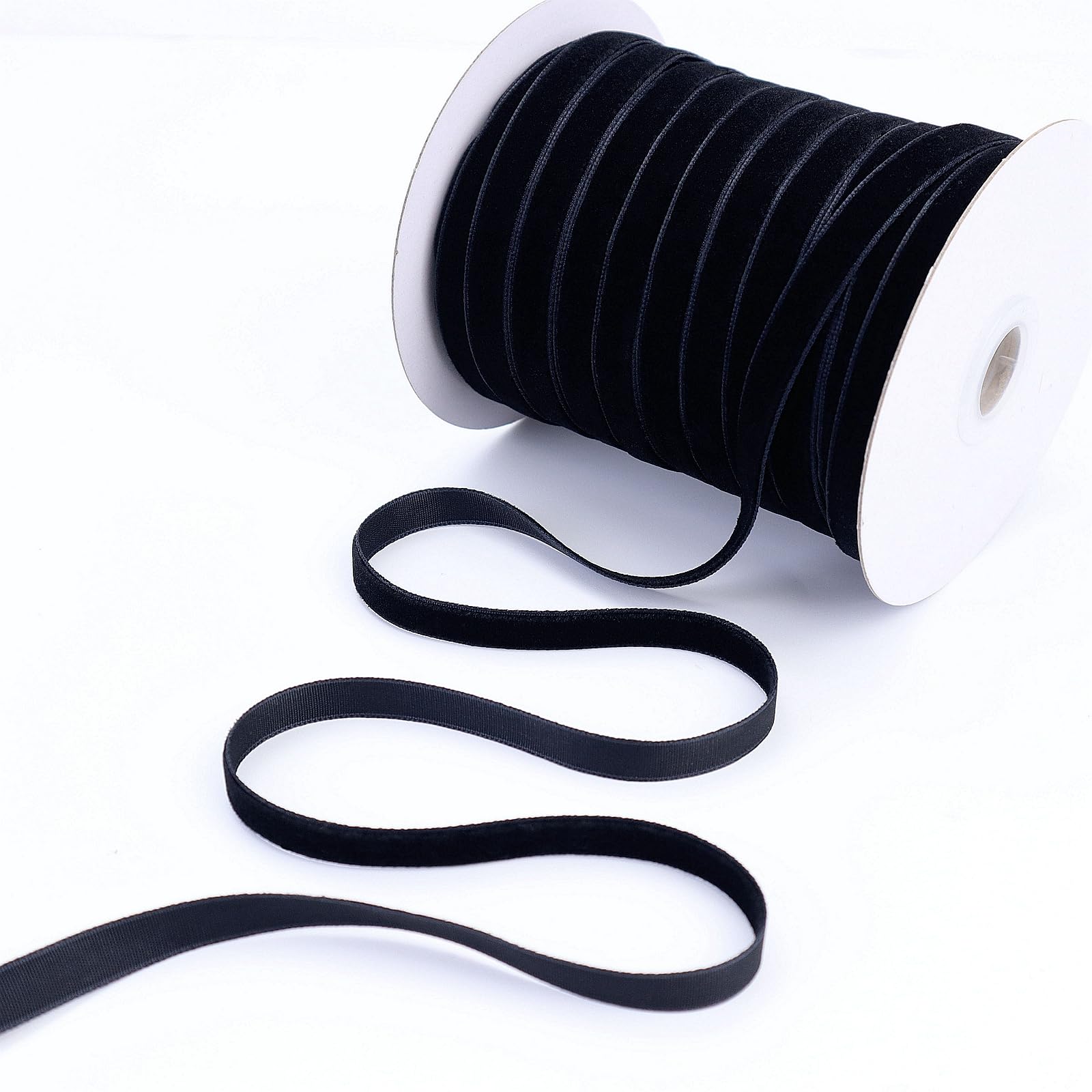 Amazon.com: 50 Yards Black Velvet Ribbon 3/8Inch Velvet Fabric Ribbon ...