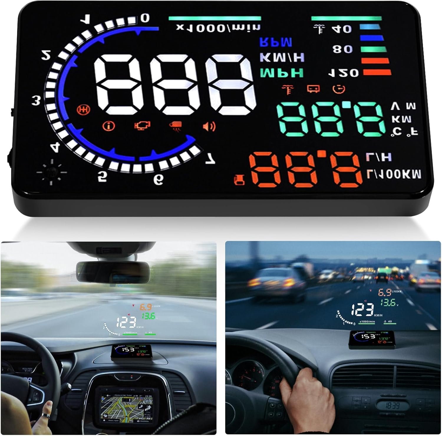 Amazon.com: P SEPEY A8 5.5 OBD II Car HUD Display, Car HUD Head up ...