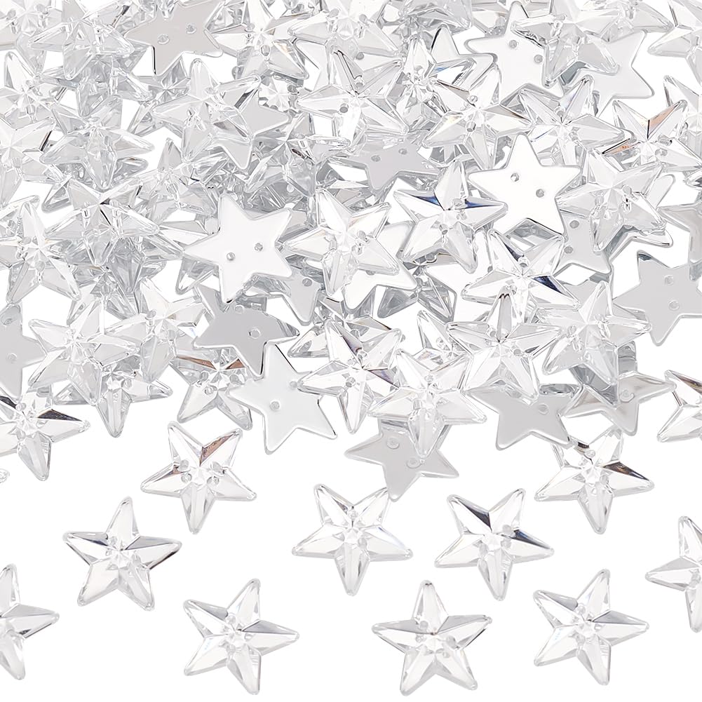Amazon.com: OLYCRAFT 100Pcs Star Shape Sew on Rhinestone 14x13mm Clear ...