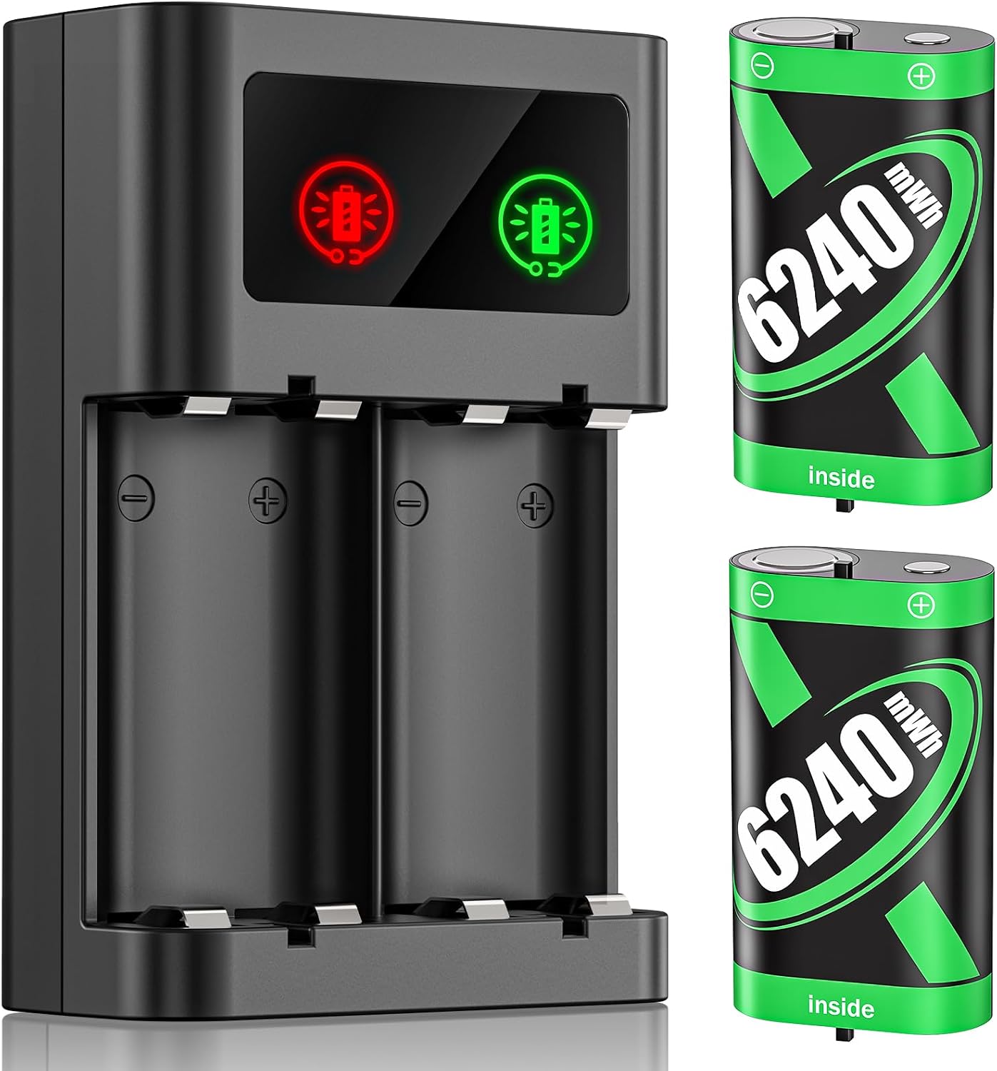 Amazon.com: Rechargeable Battery Pack for Xbox Controller, 2x6240mWh ...