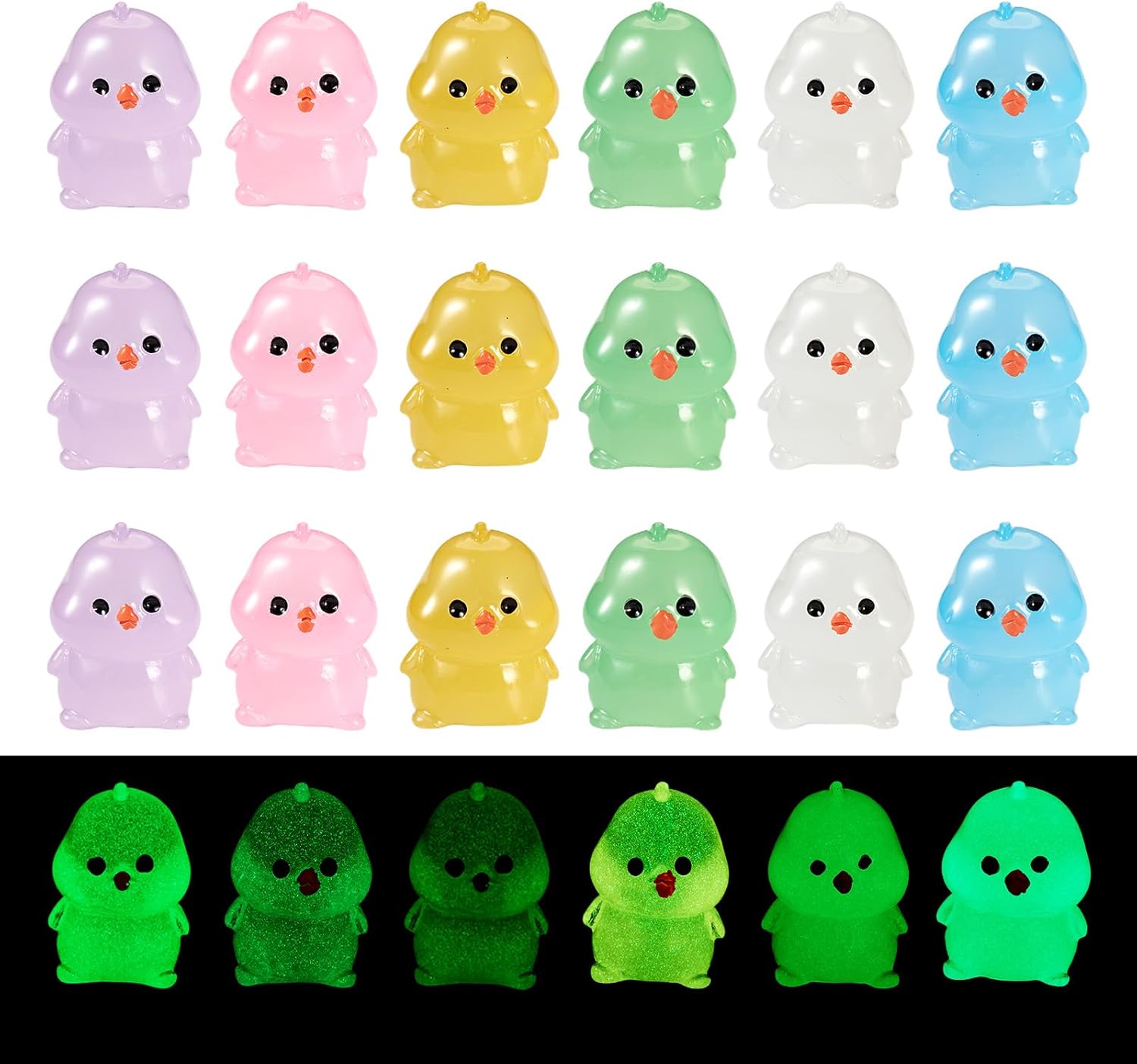 Amazon.com: FASHEWELRY 24pcs Mini Chick Figurines Resin Glow in The ...