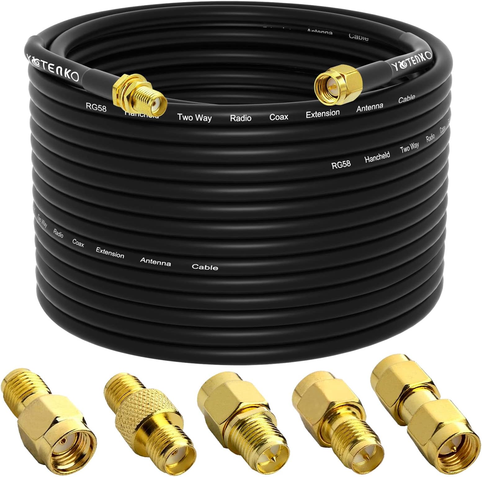 YOTENKO SMA Antenna Extension Cable 65.6Ft + 5PCS SMA RF Coax Connector ...
