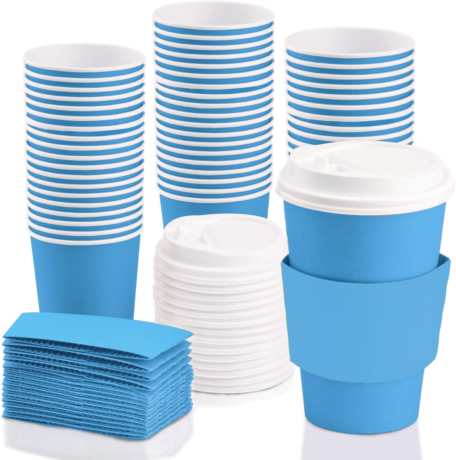 Amazon.com: 48 Set Light Blue Disposable Coffee Cups with Lids and ...