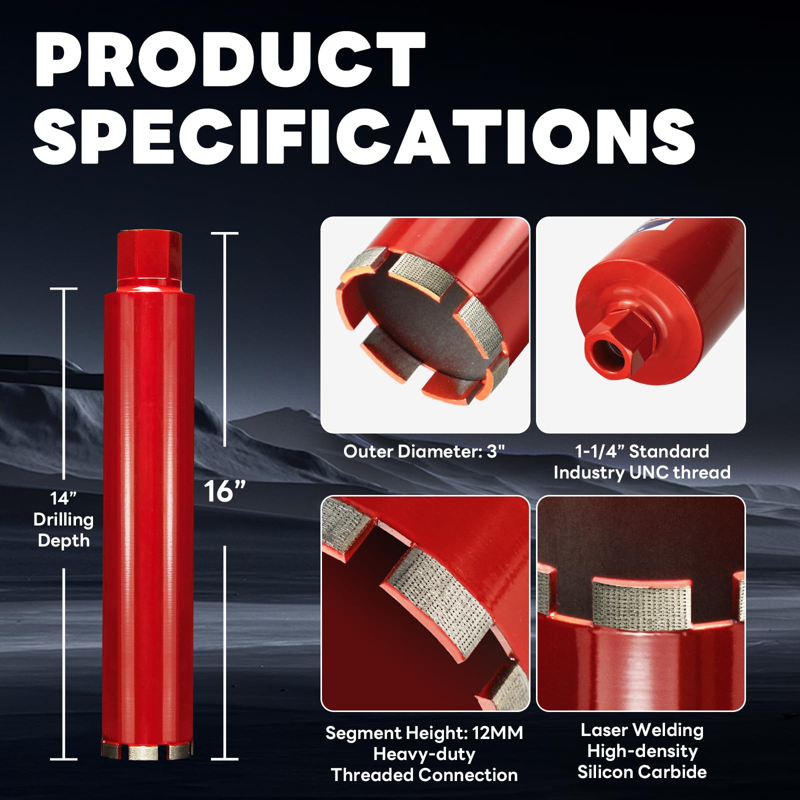 Snapklik.com : DaduoRi Premium 3" Wet Core Drill Bit For Hard Concrete