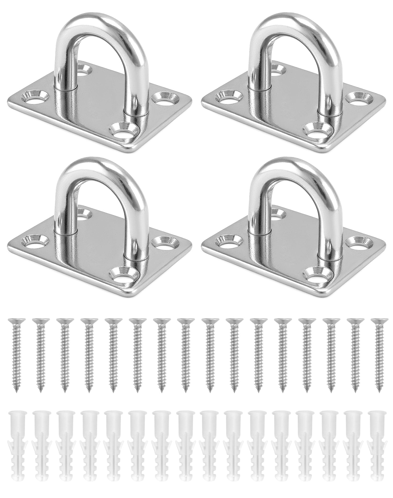 Amazon.com: QWORK 5/16" 316 Stainless Steel Square Pad Eye, 4 Pack ...