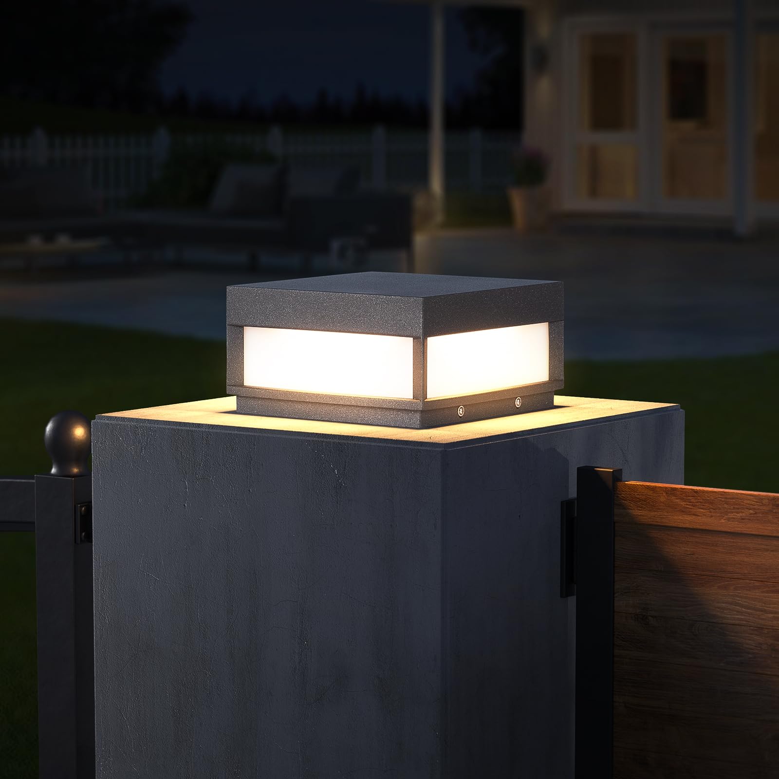 PAKEDANDUN Outdoor Post Light,Modern LED Fence Deck Cap Light Column ...
