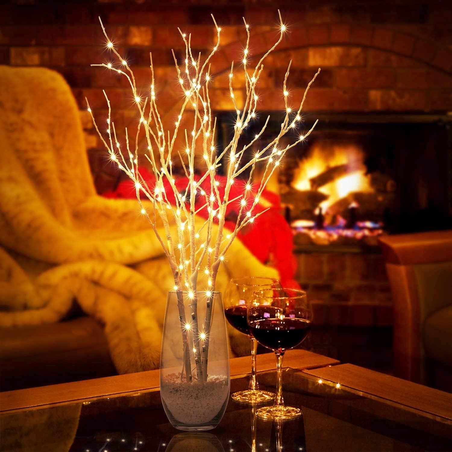 Amazon.com: Set of 3 Lighted White Birch Branches with 150 Led Warm ...