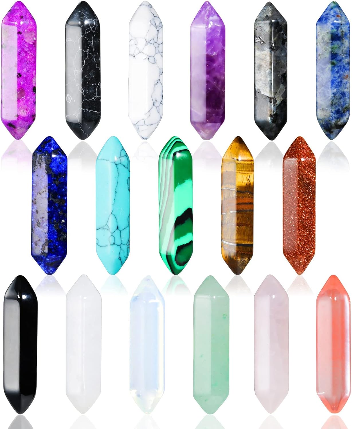SYOSI 17Pcs Crystals Stones Sets, Hexagonal Bullet Shaped Reiki ...