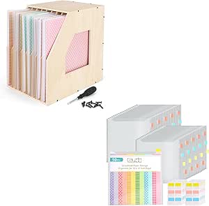 Amazon.com: Caydo Wood Paper Storage Organizer with 50 Pieces Scrapbook ...