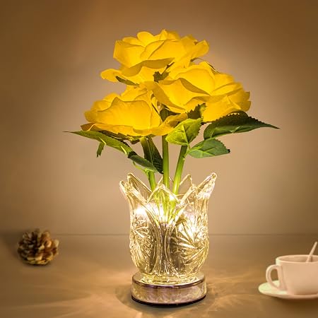 Battery Operated Sunflower Table Lamp, LED Artificial Flowers Small ...