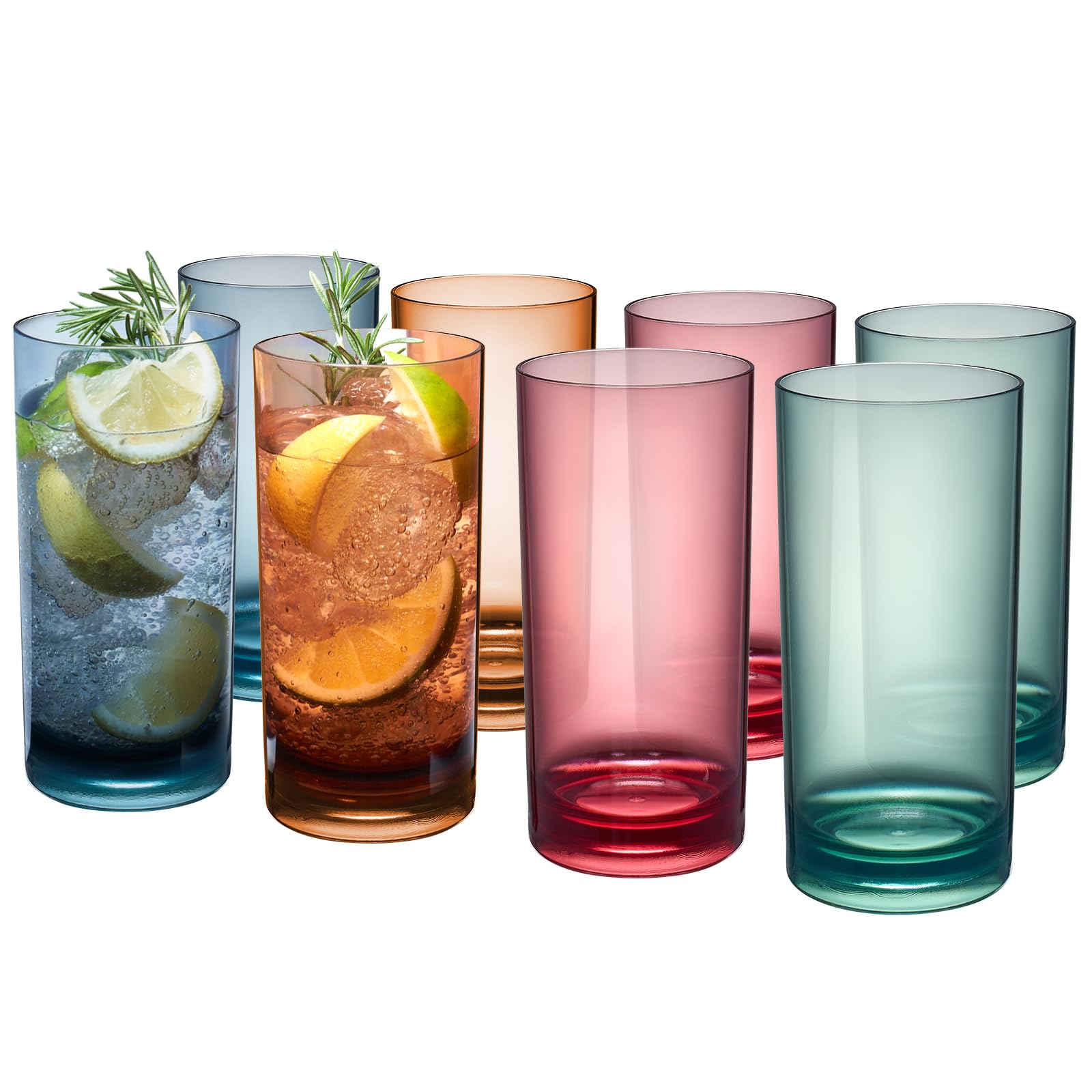 Amazon.com | Khen Colored Plastic Reusable Drinking Glasses | Set of 8 ...