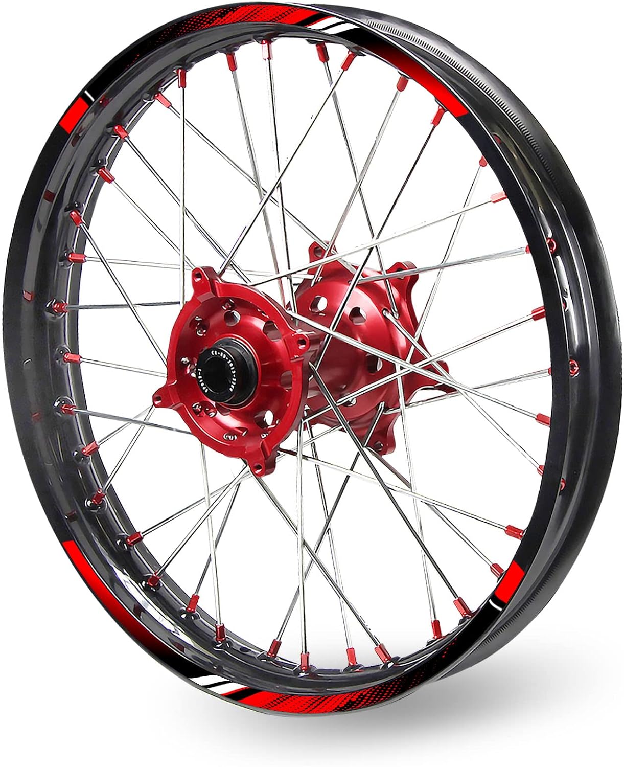 Amazon.com: MC MOTOPARTS D01B Off Road Dirt Bike Red Wheel Stickers ...