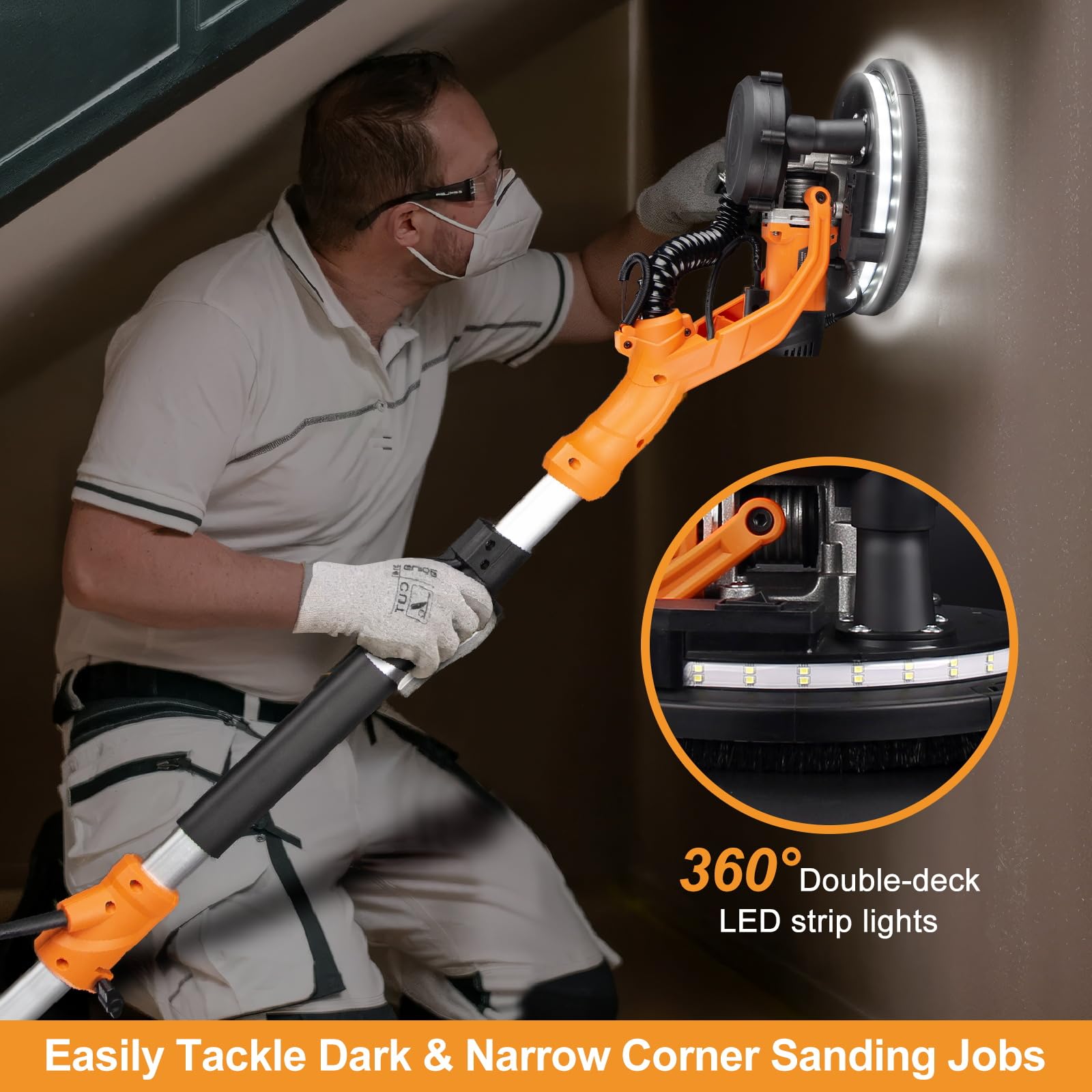 Electric Drywall Sander, 2200RPM Drywall Sander with Vacuum, 1000W ...
