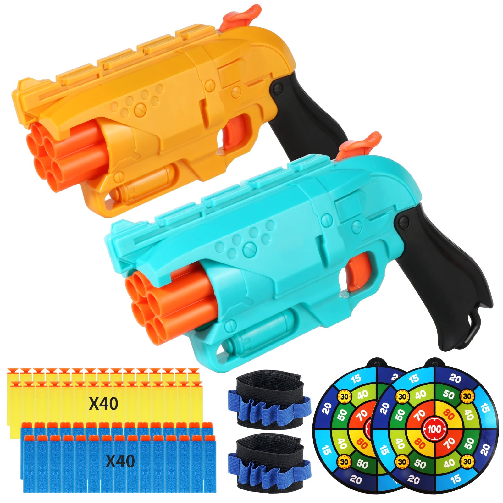Amazon.com: 2 Pack with Rotating Barrel Toy Gun with Soft Bullets ...