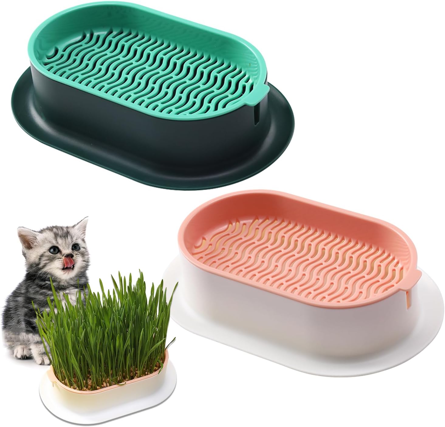 ZDNT 2PCS Cat Grass Seed Tray,Cat Grass Planter,Seed Sprouting Trays ...