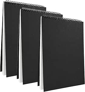 3 Pack A4 Sketch Books, Spiral Bound Sketchbook 90 Pages /30 Sheets, Kraft Cover Hardback Sketch ...