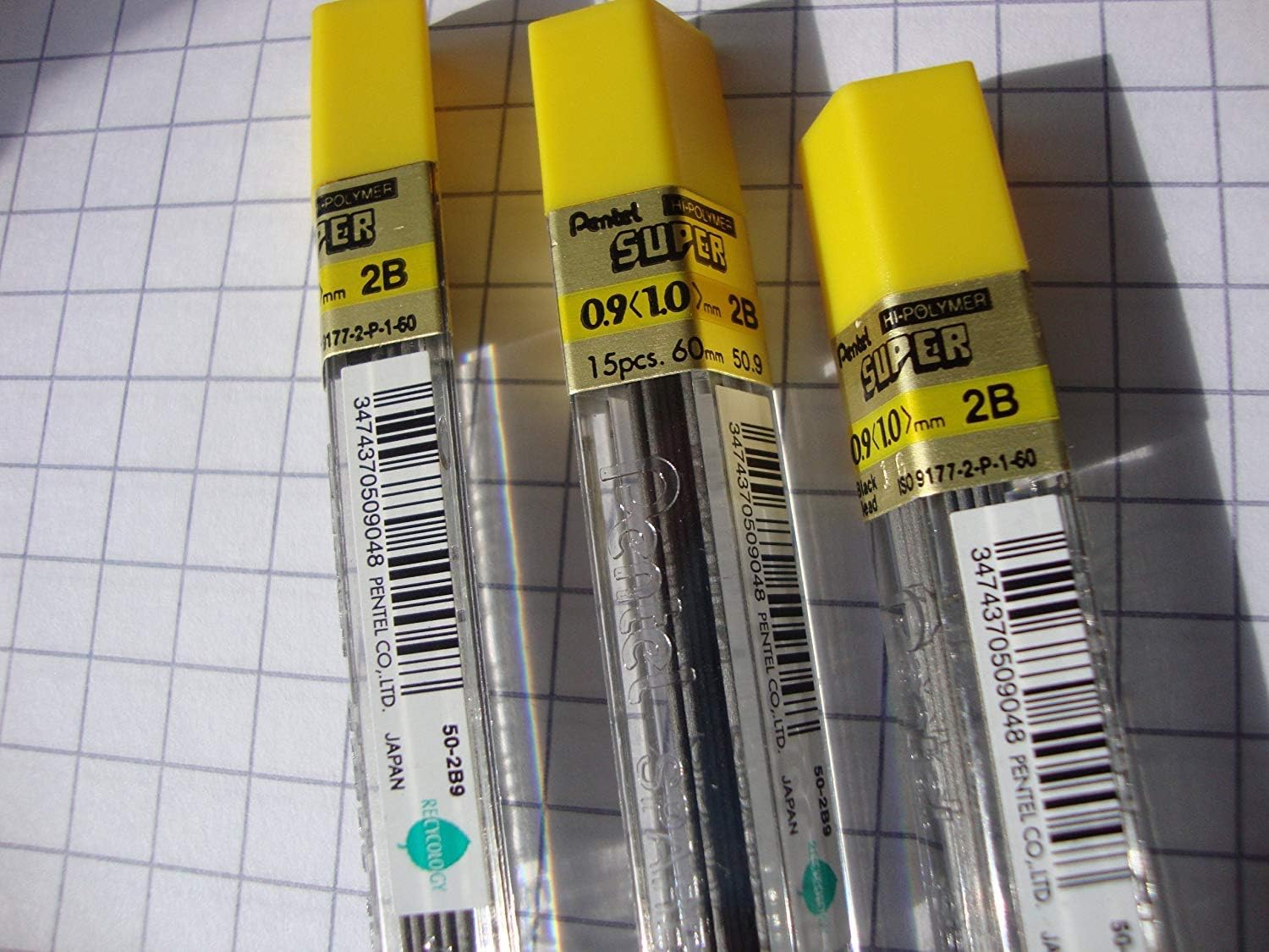 45 PENTEL Super Mechanical Pencil Refill Leads 0.9mm 2B : Amazon.co.uk ...