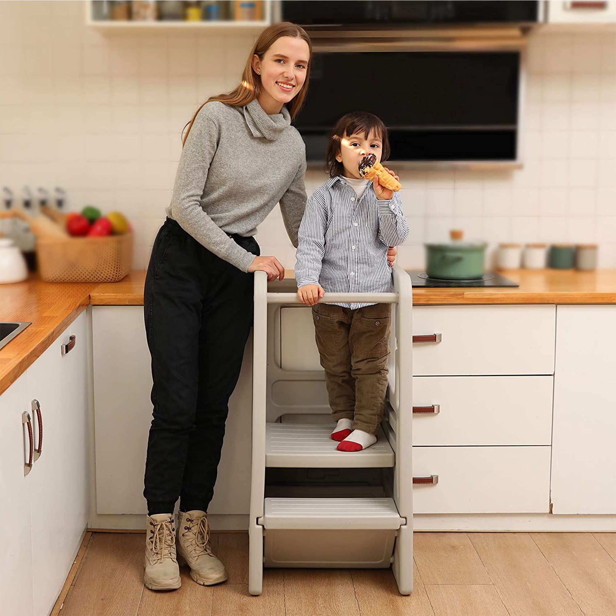 HARPPA Nordo Toddler SDADI Wooden Kitchen Step Stool For Toddlers With ...