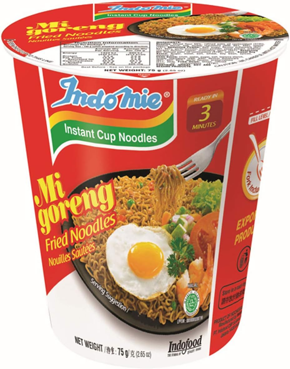 Amazon.com: Indomie Mi Goreng Instant Stir Fry Noodles Cup, Halal ...