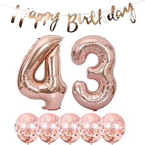 Amazon.com: 43th Birthday Decoration Happy Birthday Banner Balloons 43 ...