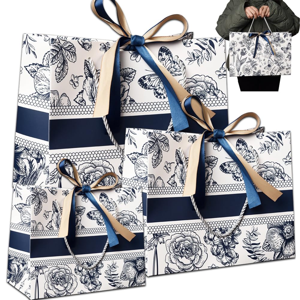 Amazon | REDICE 紙袋 プレゼント ラッピング袋 リボン付き 3枚セット 厚手 ギフト包装 プレゼント用 花柄 贈り物 引出物袋 ...