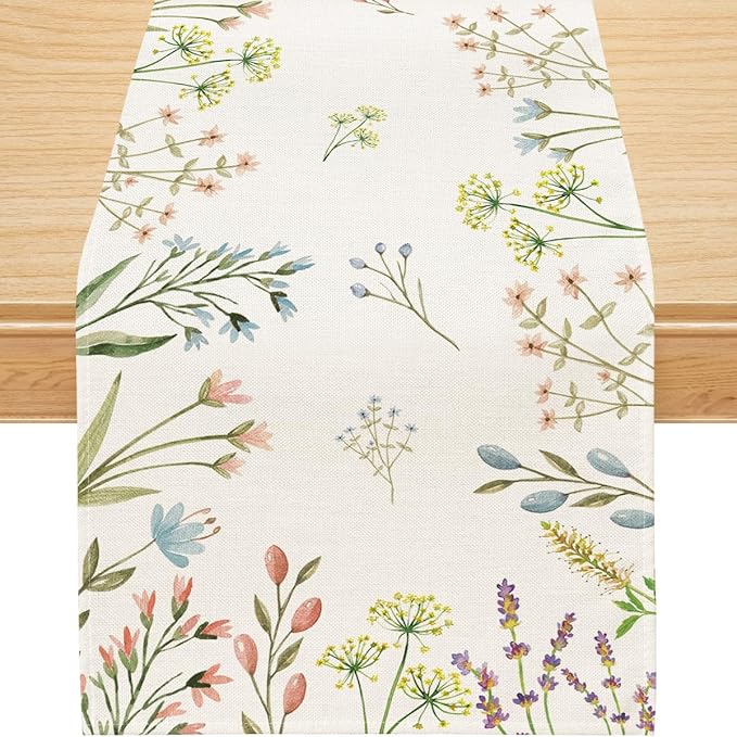 Amazon.com: Siilues Spring Summer Table Runner, Spring Table ...