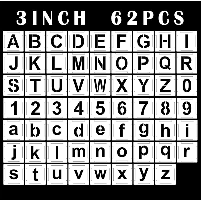 Buy 3 Inch Letter Stencils for Painting, 62 Pcs Reusable Plastic Letter ...