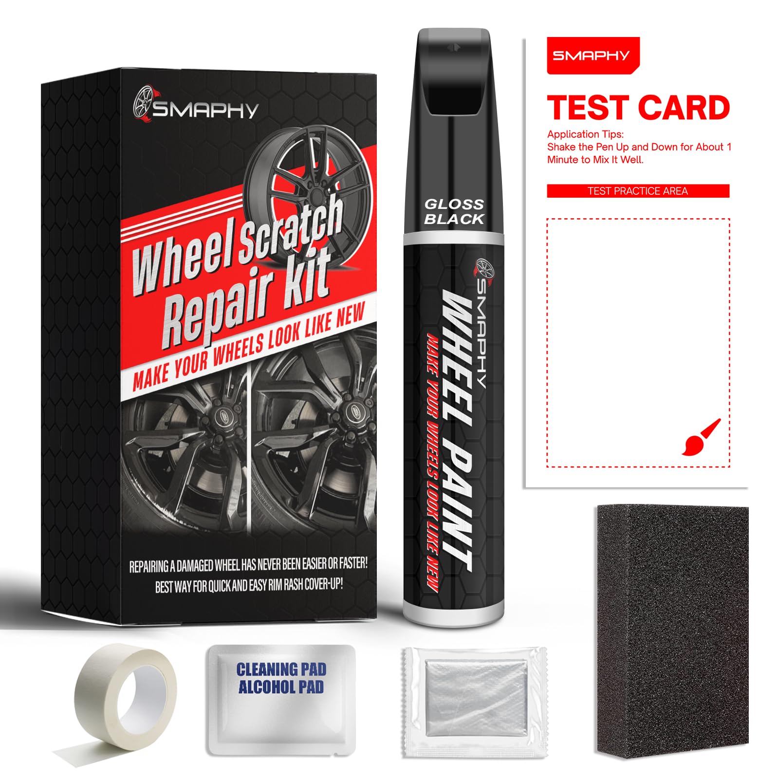 Snapklik.com : SMAPHY Curb Rim Repair Kit, Black Rim Touch Up Paint ...
