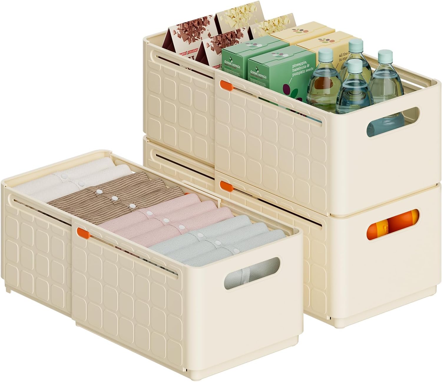 Amazon.com - Zomhusea Retractable Plastic Storage Bins with Handle ...