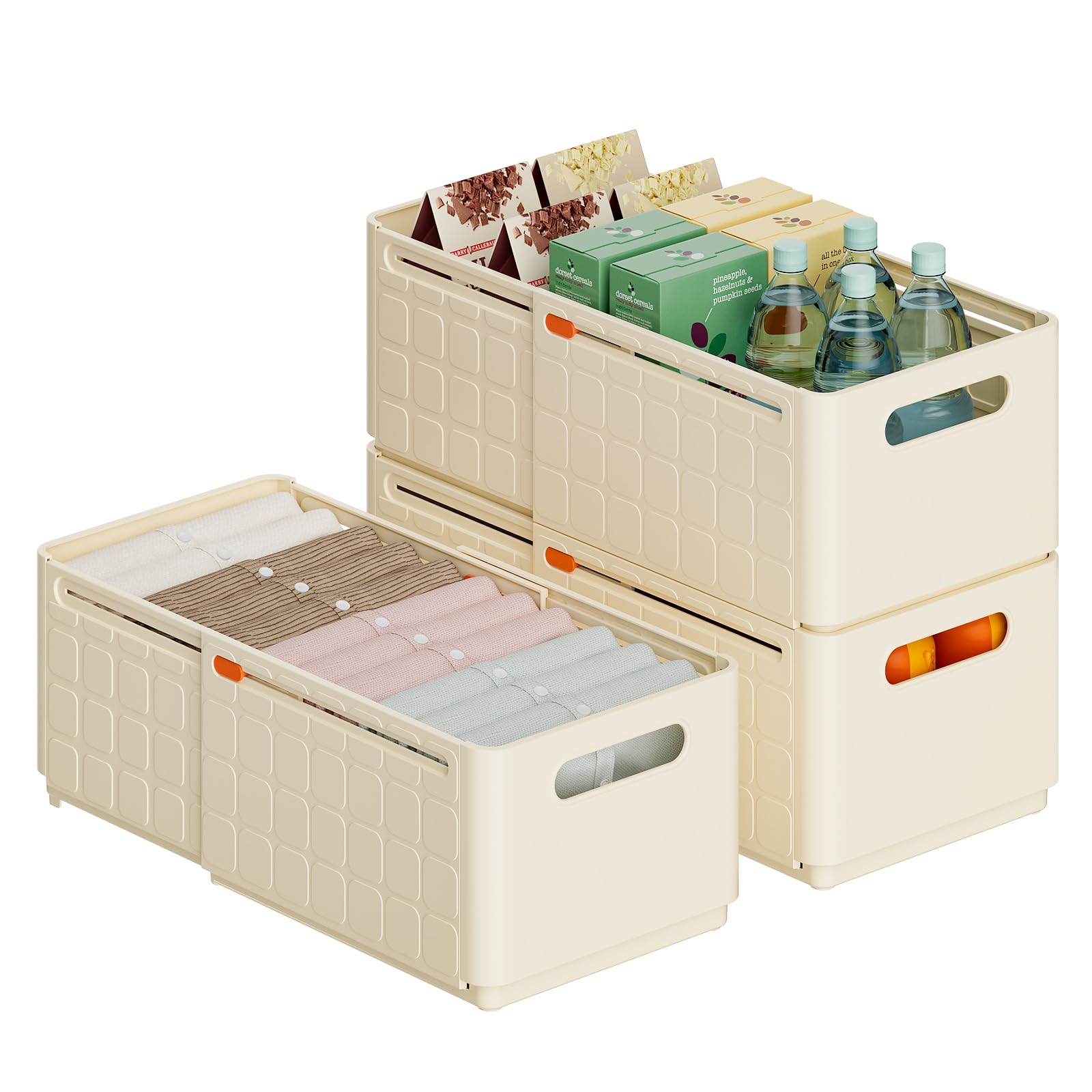 Amazon.com - Zomhusea Retractable Plastic Storage Bins with Handle ...