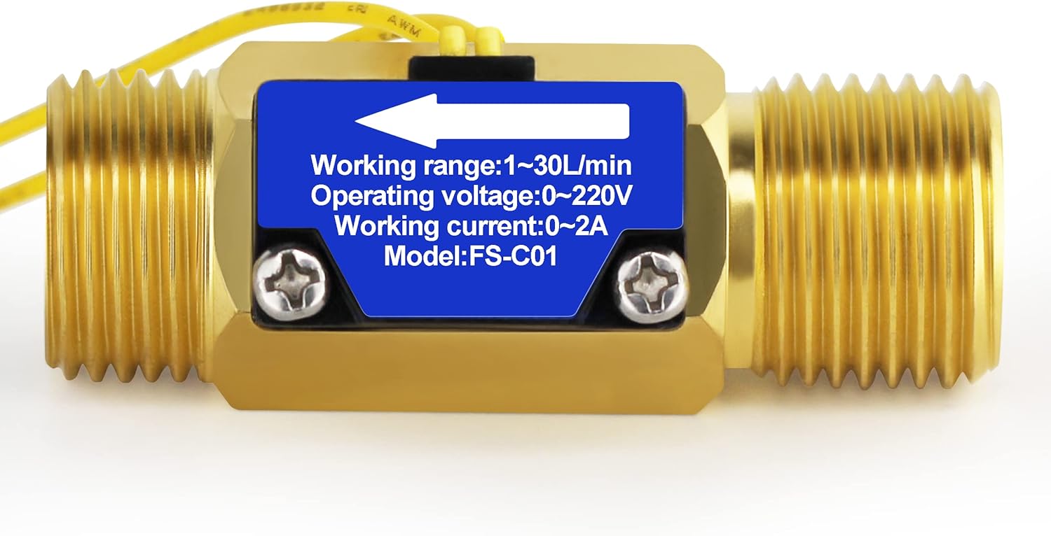 DIGITEN FS-C01 G1/2" Male Thread Water Flow Switch with Filter 0-2A/ 0-220V(AC or DC) : Amazon ...