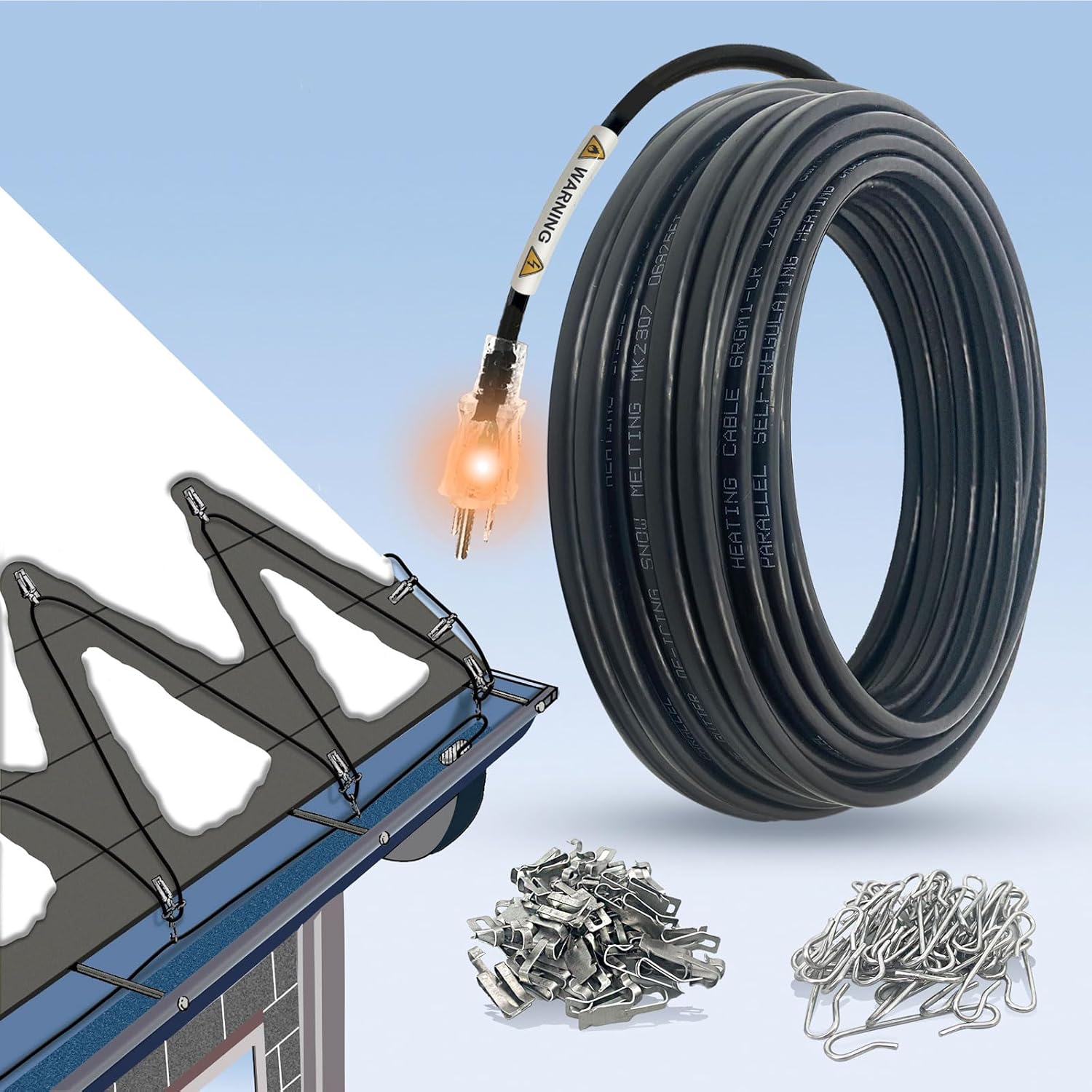 Amazon.com : MAXKOSKO Roof Gutter De-Icing Heating Cable Kit, Electric ...