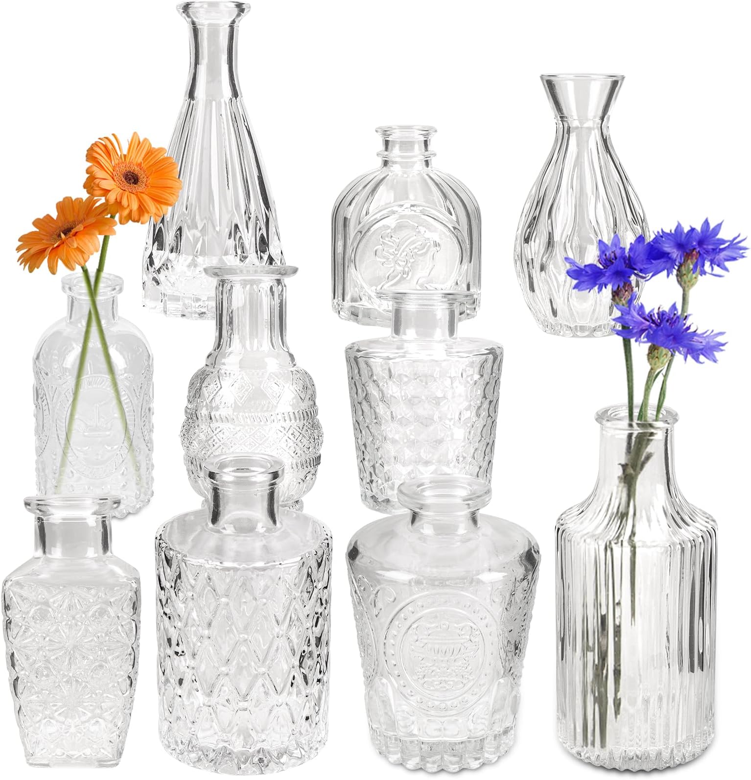 Amazon.com: Colored Glass Bud Vase Set of 12,Small Vintage Bud Vases in ...