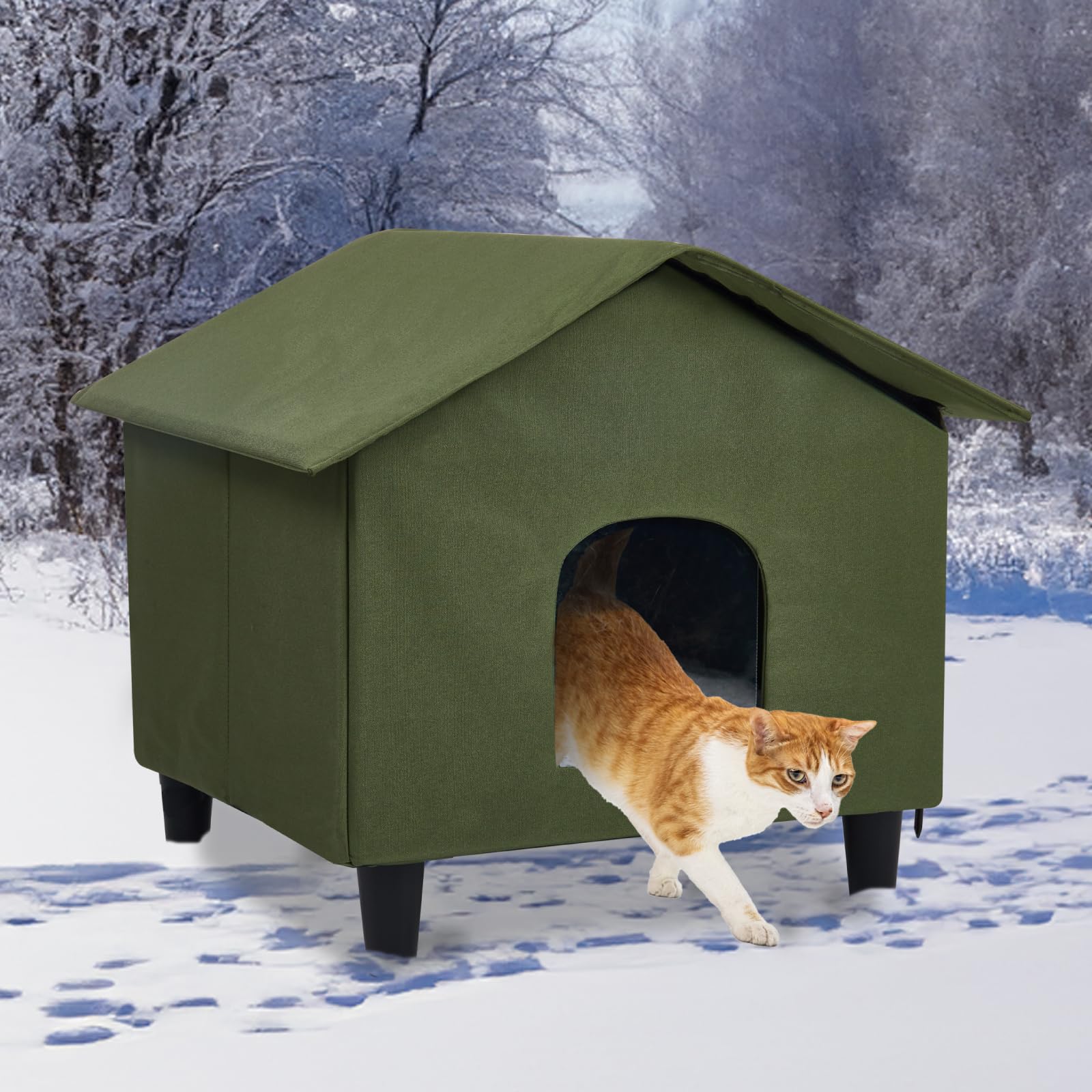 Amazon.com : Papettly Outdoor Cat House Weatherproof with Self-Heating ...